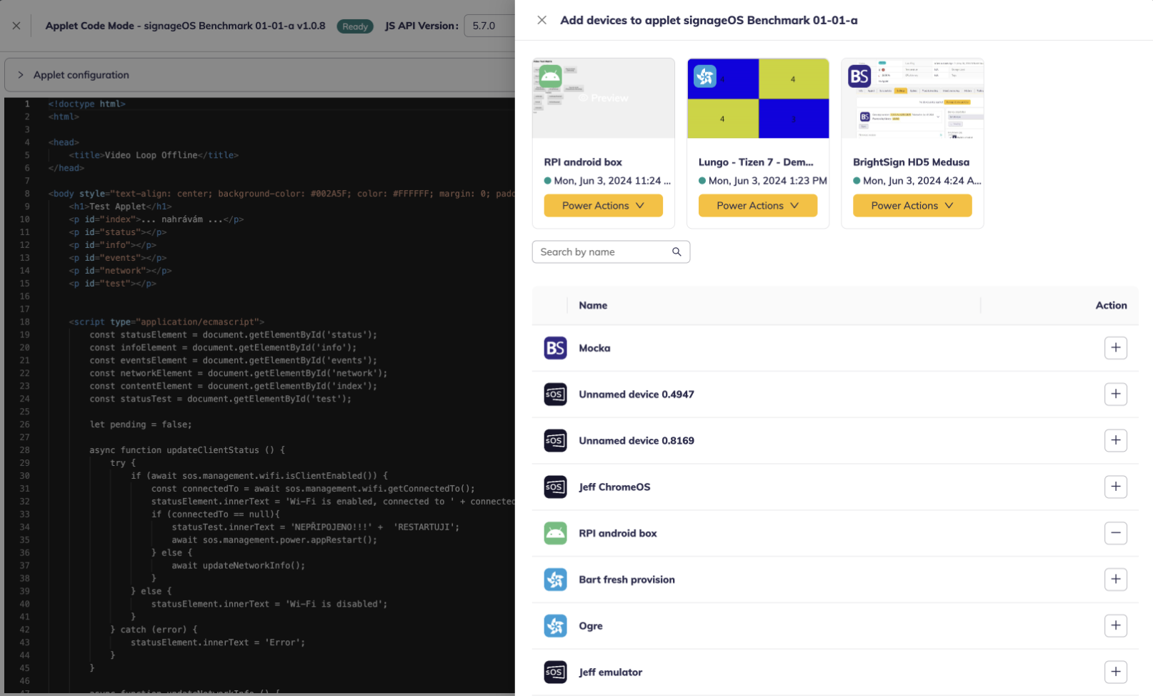 Web Editor for Applet in Box – signageOS