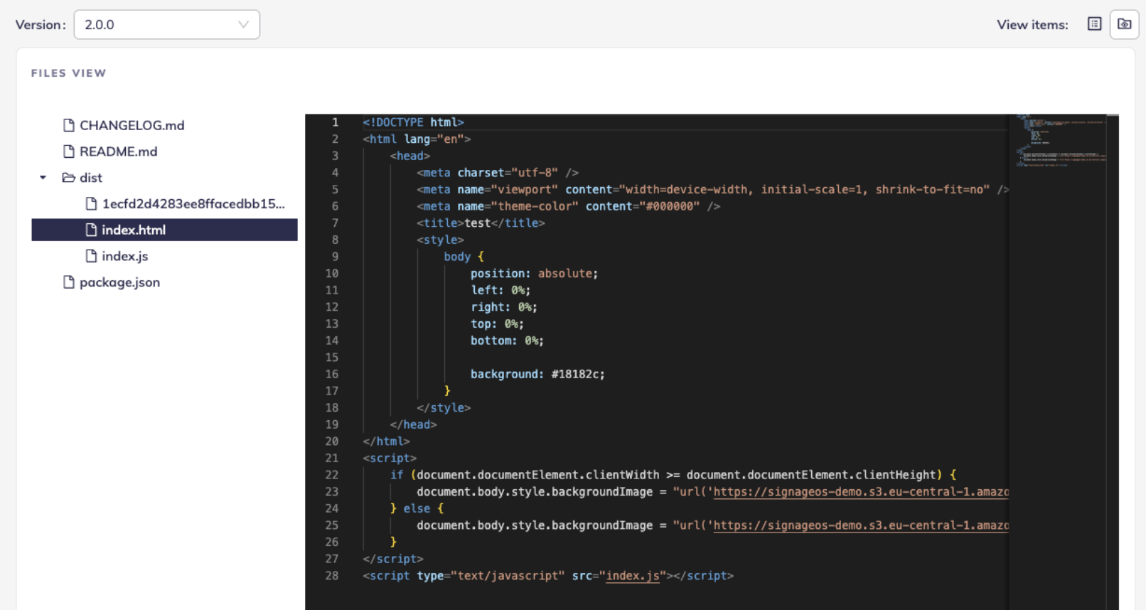 Web Editor for Applet in Box – signageOS